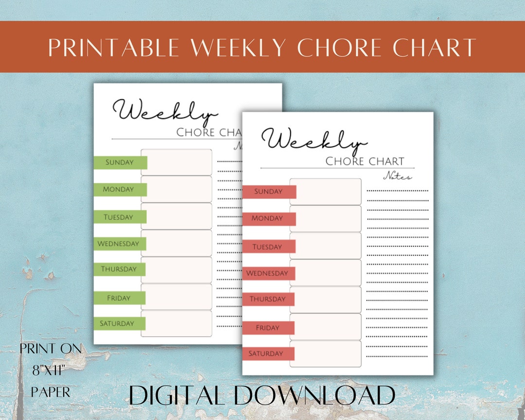 Digital Chore Charts - Etsy