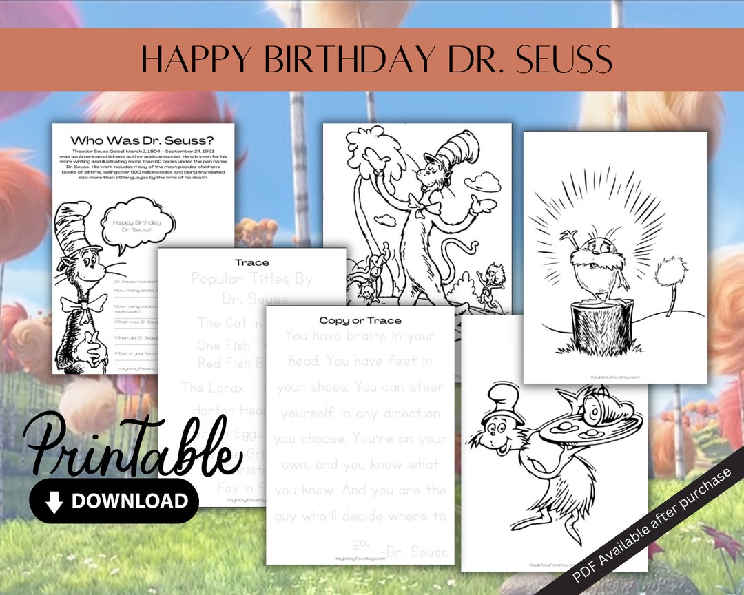 Dr. Seuss, Printable, Homeschool, Educational, Digital Download - Etsy