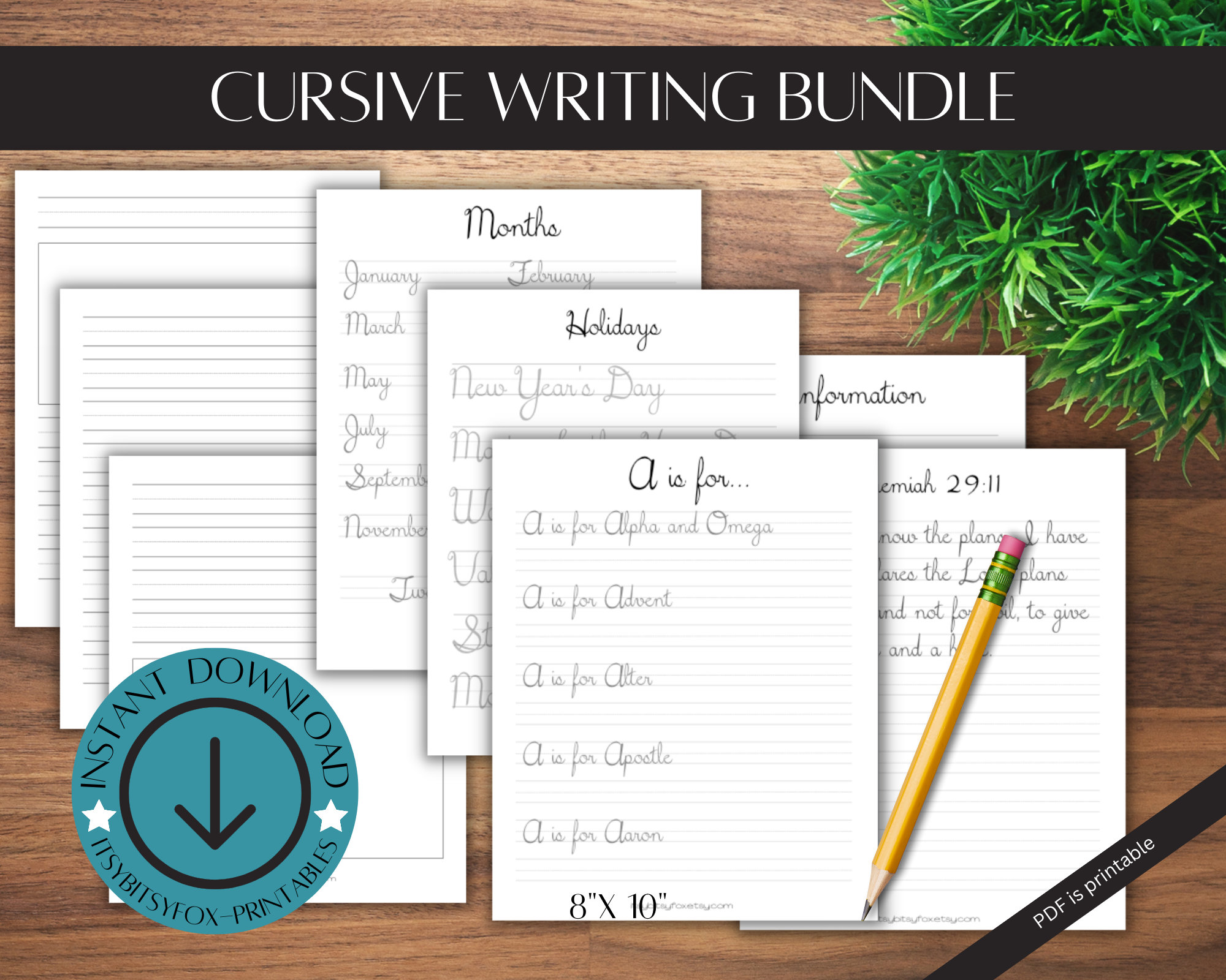 Cursive Writing Practice Bundle, Digital Downloads, Printables - Etsy