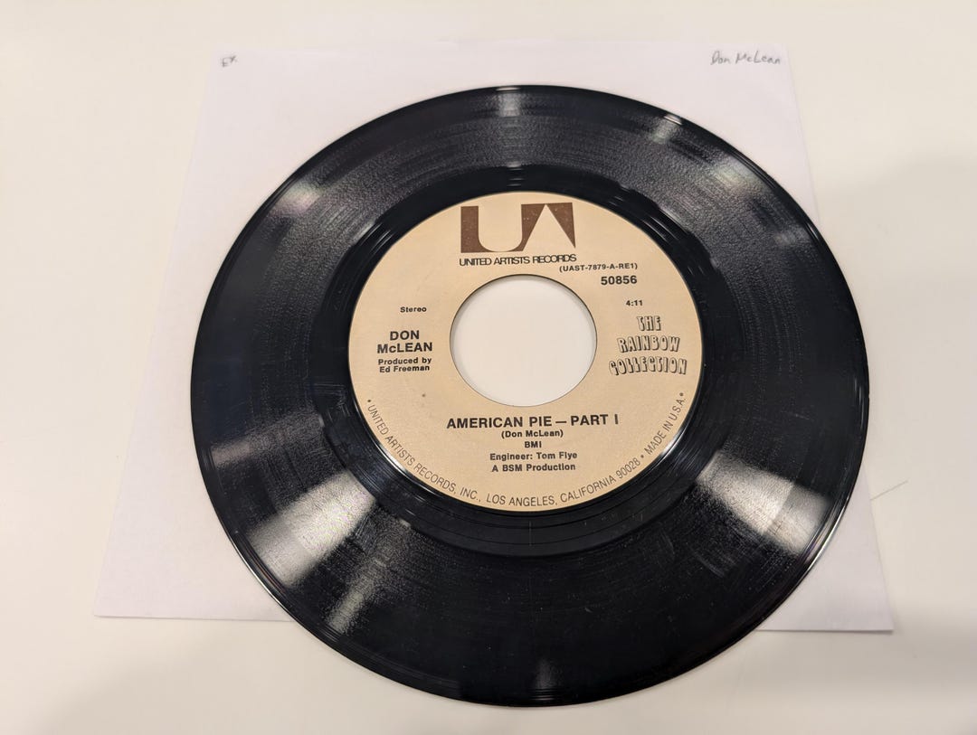 Don Mclean "american Pie - Part I / American Pie - Part Ii" Vinyl 7 ...
