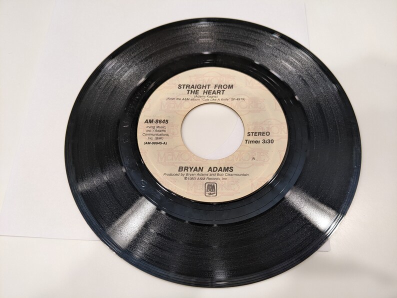 Bryan Adams "straight From the Heart / Cuts Like A Knife" Vinyl 7 ...