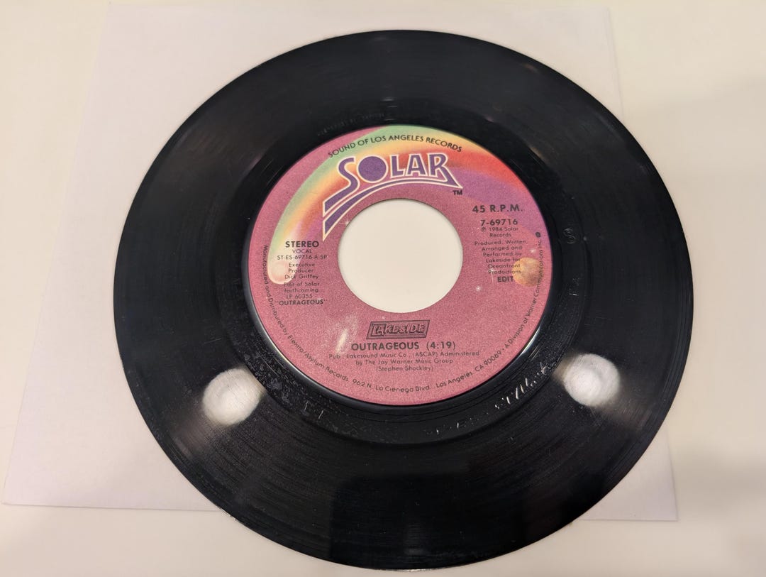Lakeside "outrageous / so Let's Love" Vinyl 7" Single (NM- Disc ...