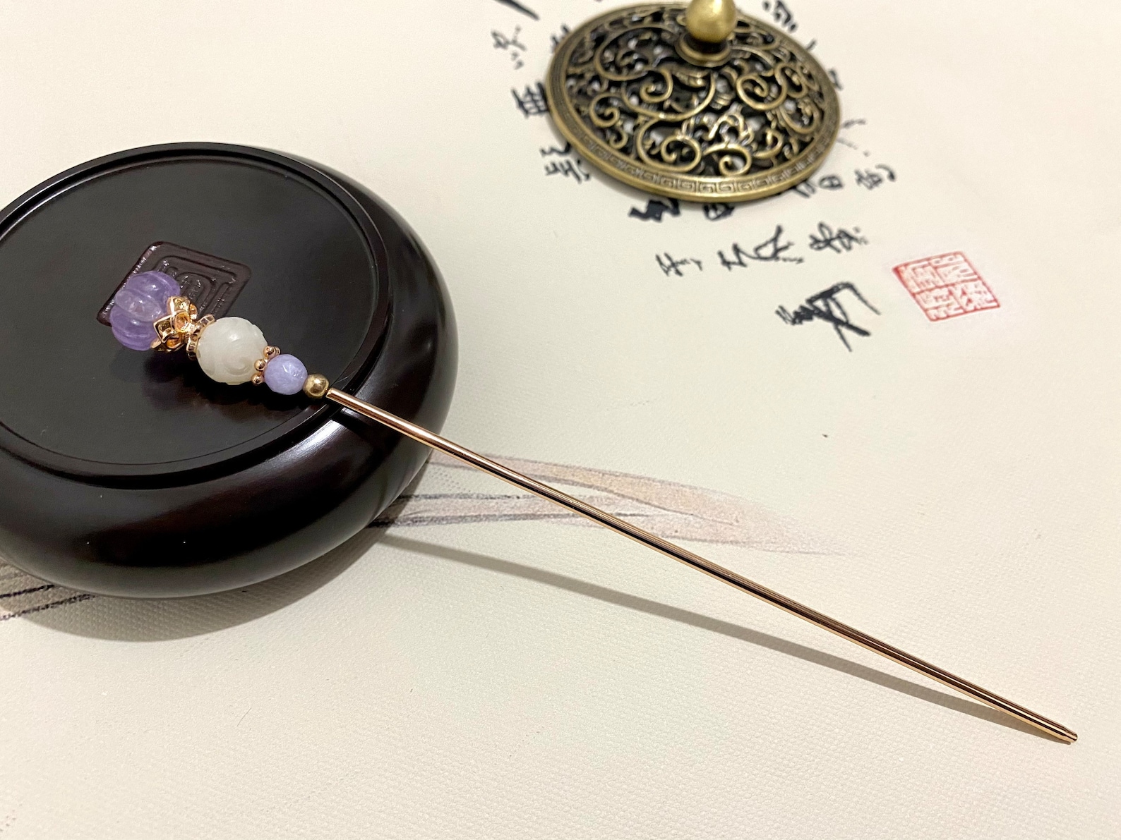 Amethyst-copper Hair Sticks Hair Pins Chopstick-gemstone Hair Stick ...
