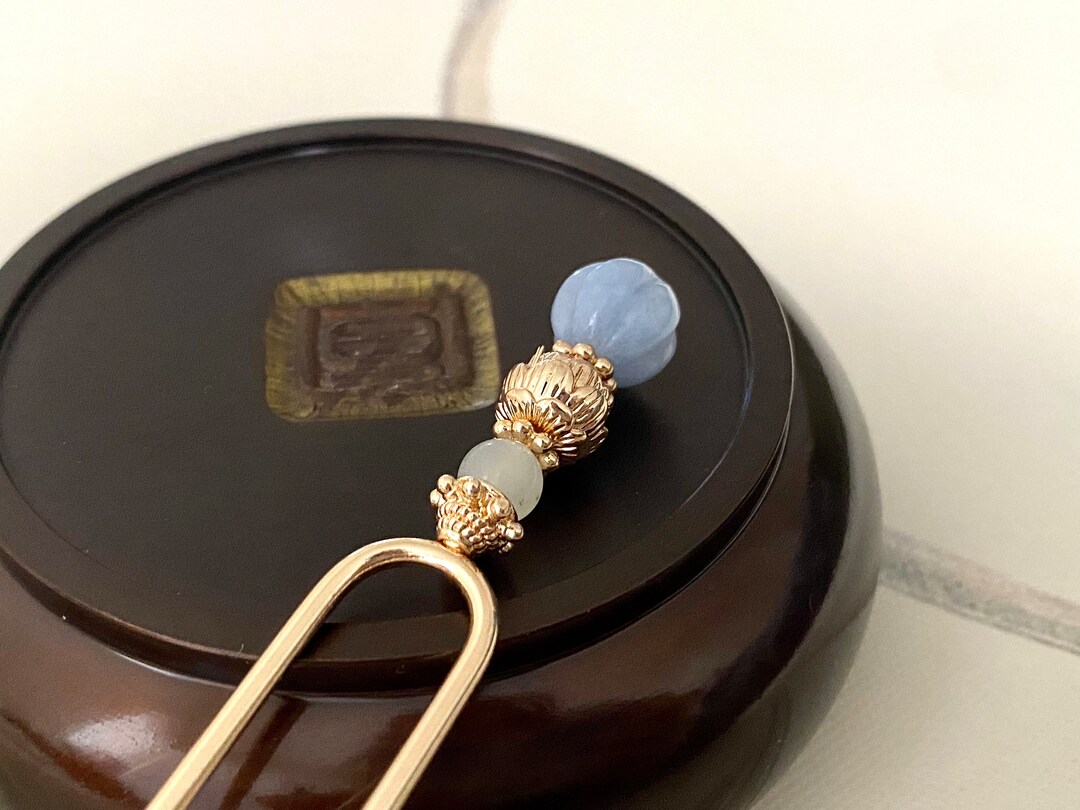 Aquamarine-copper Hair Sticks Hair Pins Chopstick-gemstone Hair Stick ...