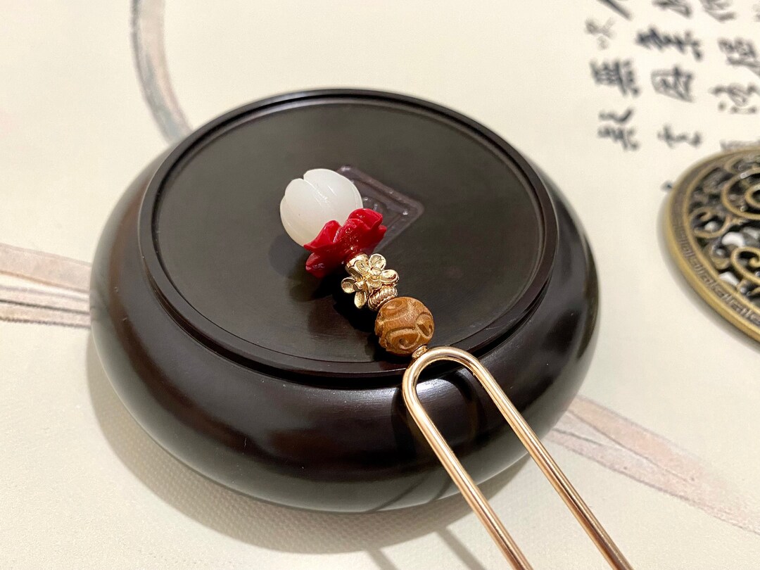 Cinnabar Pipal Seed-copper Hair Sticks Hair Fork Chopstick-gemstone ...
