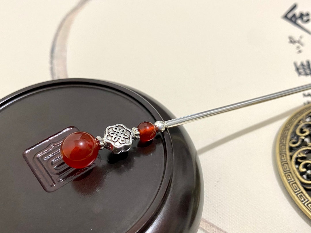 Red Agate-copper Hair Sticks Hair Pins-gemstone Hair Stick-chinese Hair ...