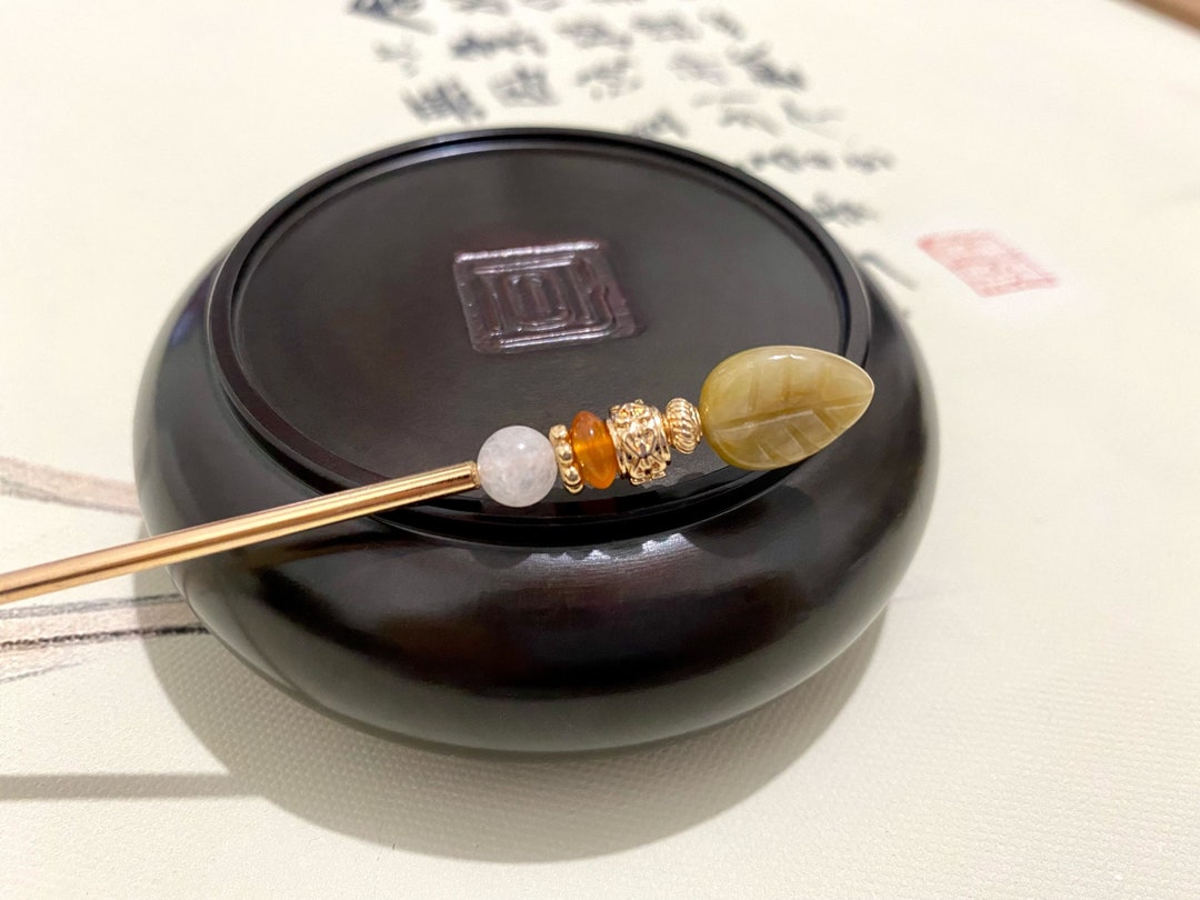 Yellow Jade-copper Hair Sticks Hair Pins Chopstick-gemstone Hair Stick ...