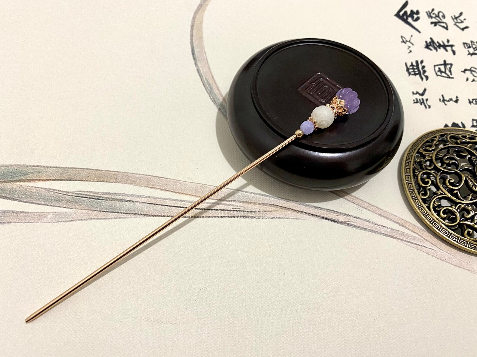 Amethyst-copper Hair Sticks Hair Pins Chopstick-gemstone Hair Stick ...