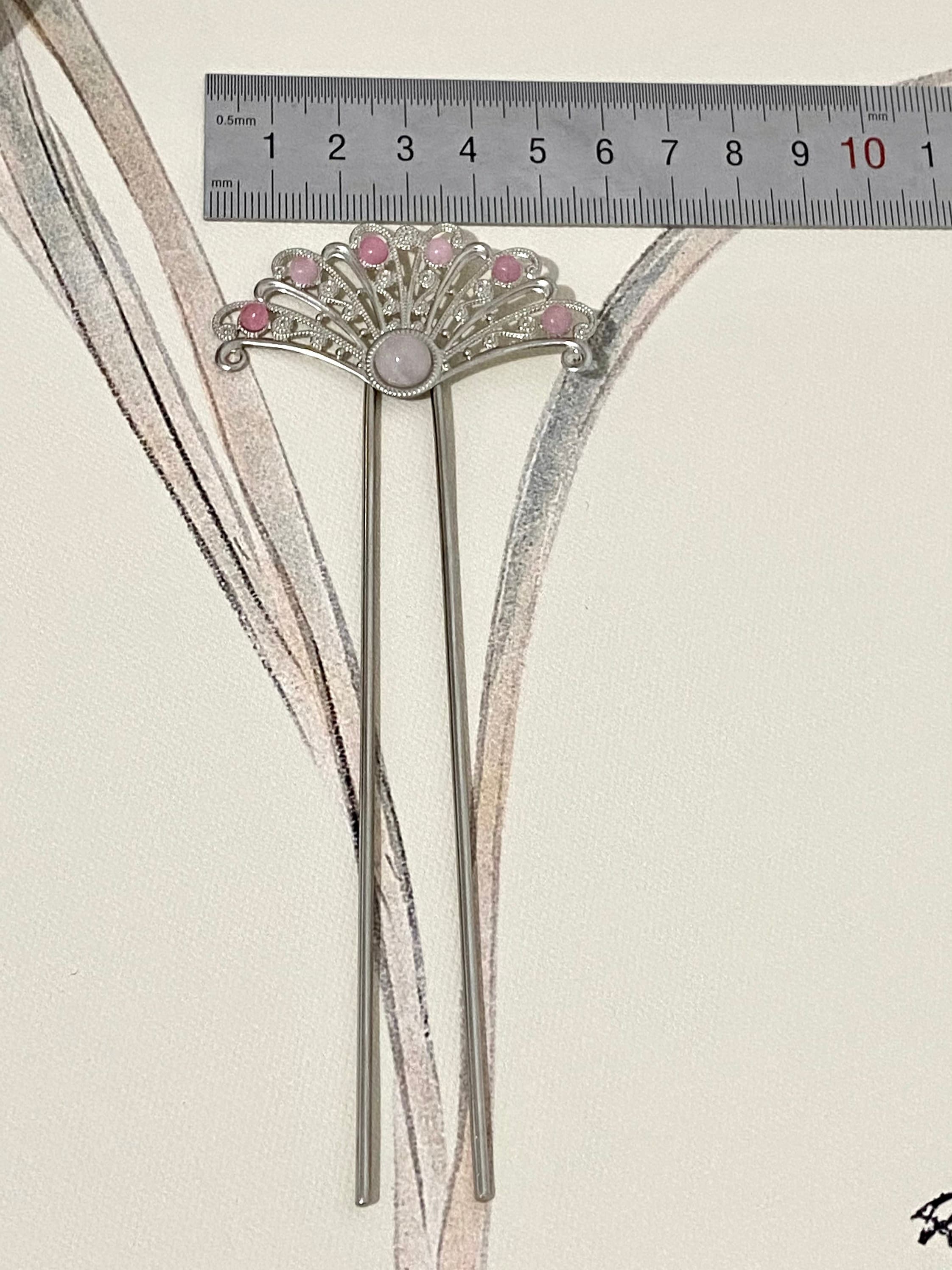 Pink Gemstone Hair stick-copper silver hair sticks-Rose quartz/agate ...