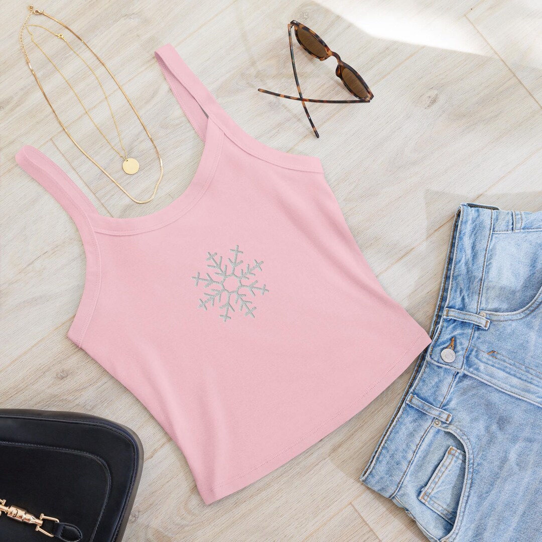 Embroidered Snowflake Womens Micro-rib Tank Top - Etsy