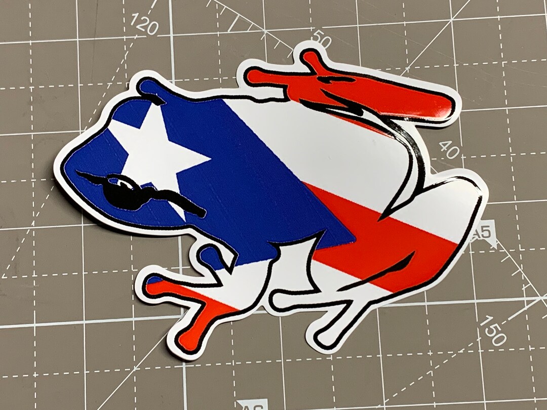 Puerto Rican Flag on a Coqui Sticker UV and Water - Etsy