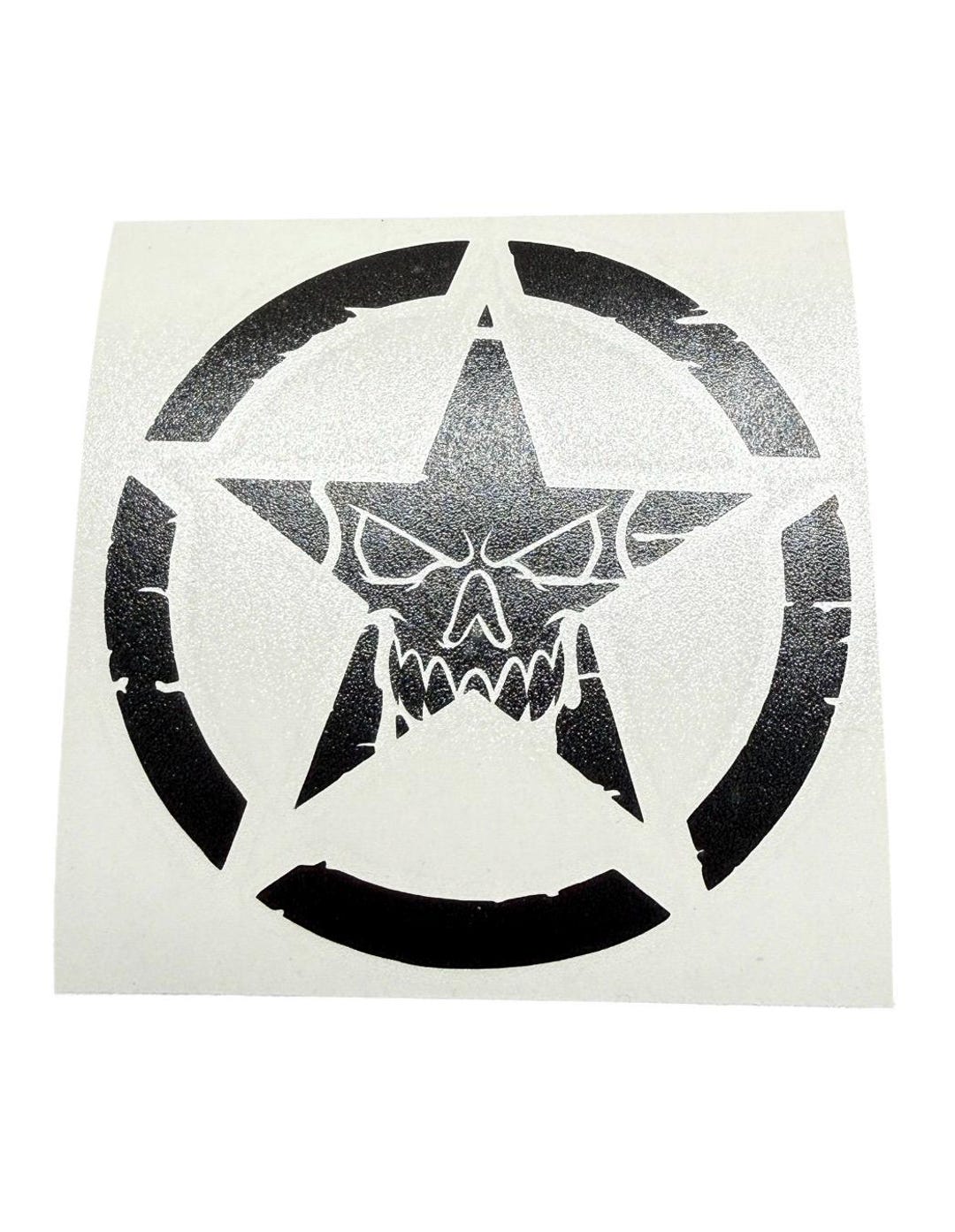 Distressed Skull Star Circle Decal – Aggressive Tactical Skull Emblem ...