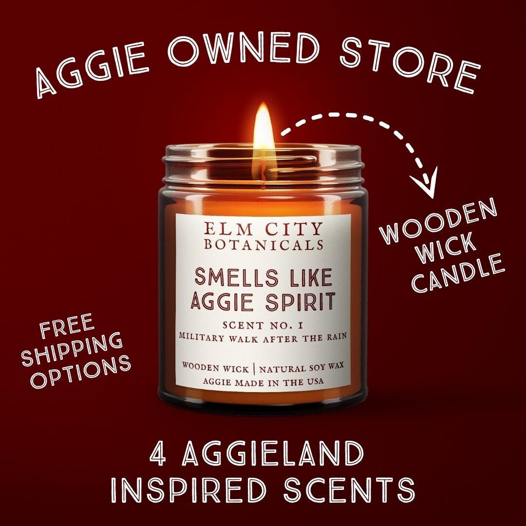 Aggie Spirit Candle: Texas A&M Scented Soy Wax Candle With Wooden Wick ...