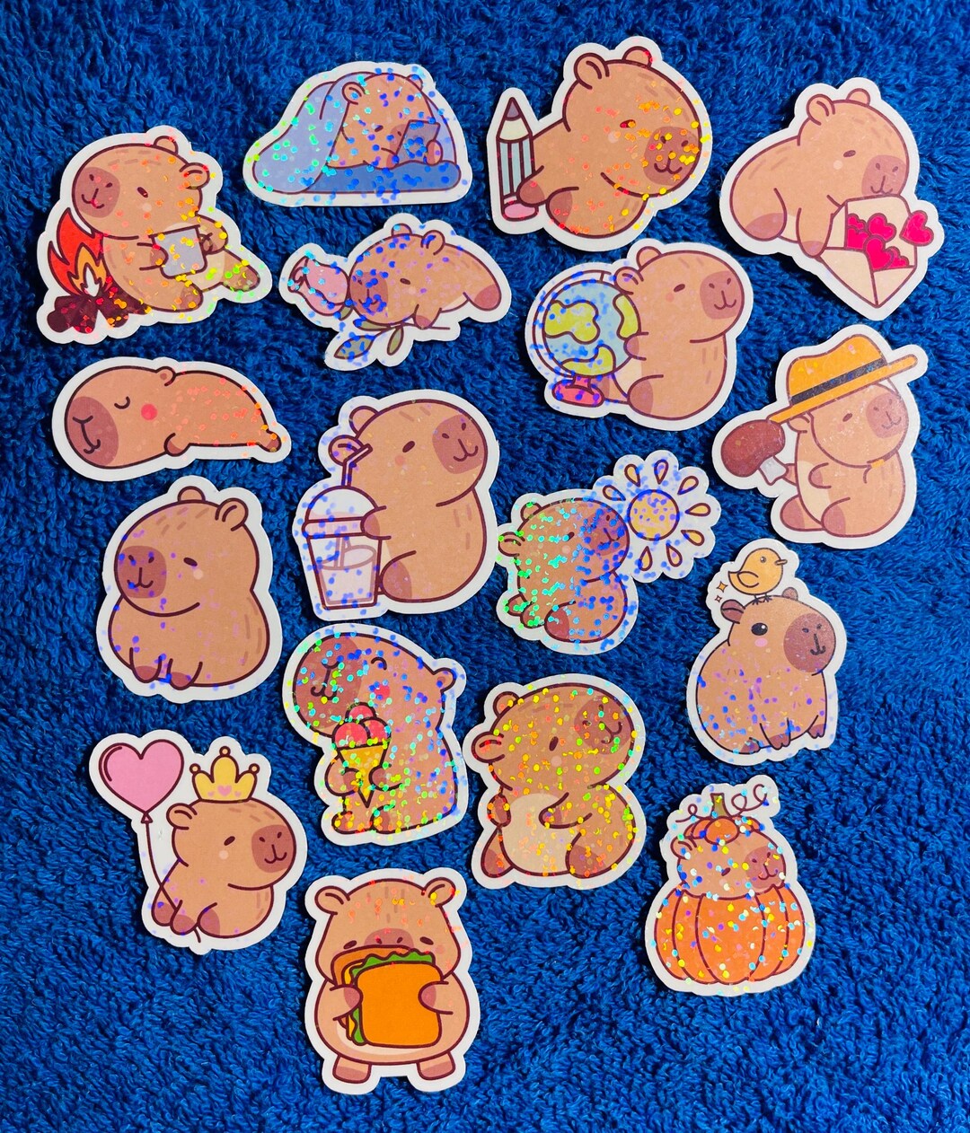Capybara Sticker Sets. Various Sets Available. Holographic or Clear ...