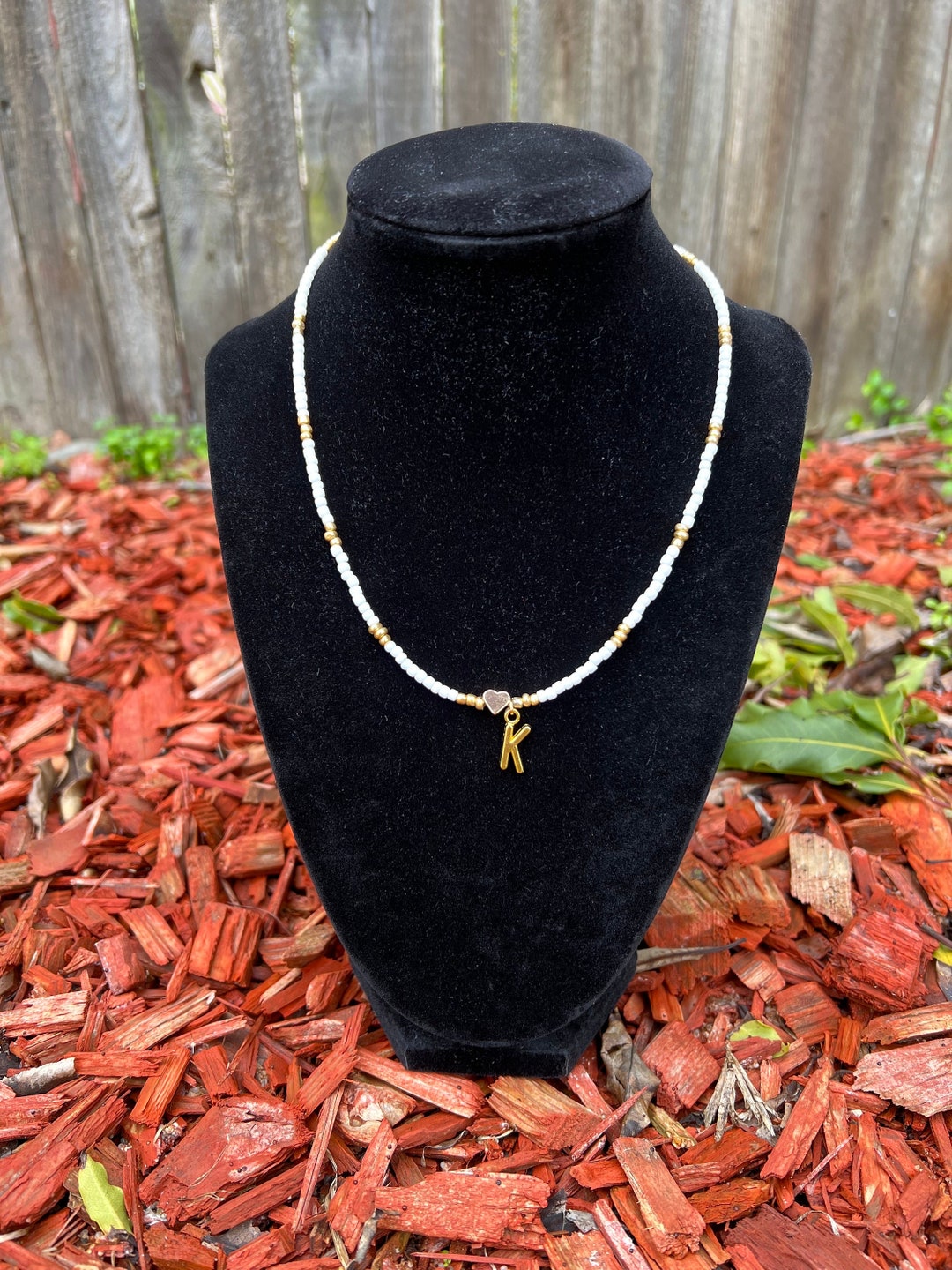 Glass Seed Bead Initial Letter Necklace. Seed Beads Necklace With ...