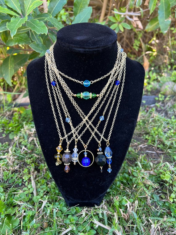 Glass Beads Pendant Necklace. Multicolor Glass Beads Bracelet. - Etsy