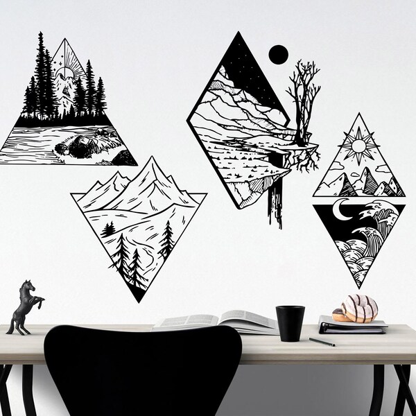 Mountain River Stencil - Etsy