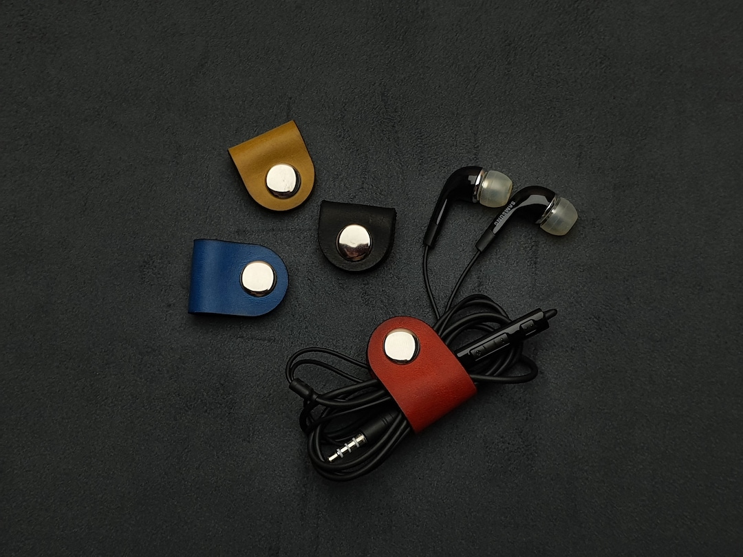 Large Custom Leather Cable Organizer, Cord Keeper Monogram Cable Ties ...