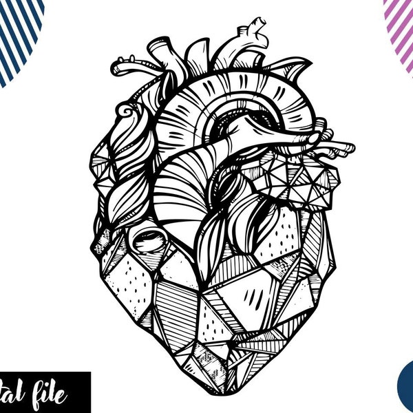 Geometric Human Heart Svg - Etsy