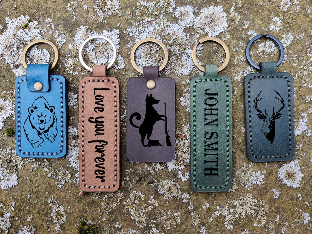 Mens Leather Key Chain With Photo | Personalized Gift for Him ...