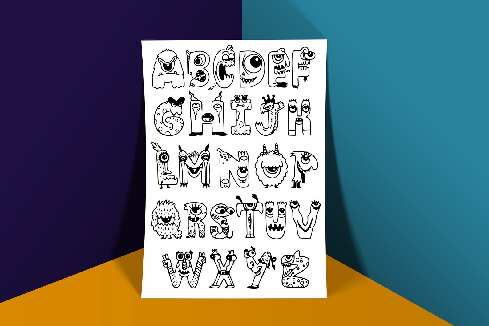 Monster Font Letters Alphabet ABC Kids Halloween School | Etsy