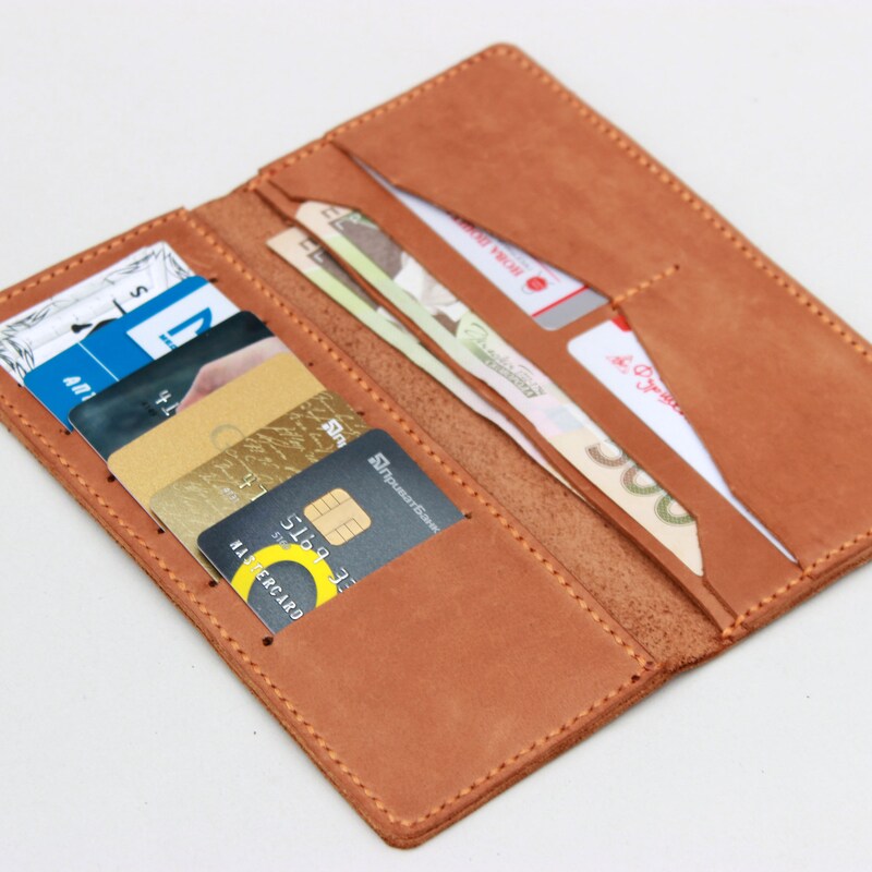 Long Leather Wallet - Etsy
