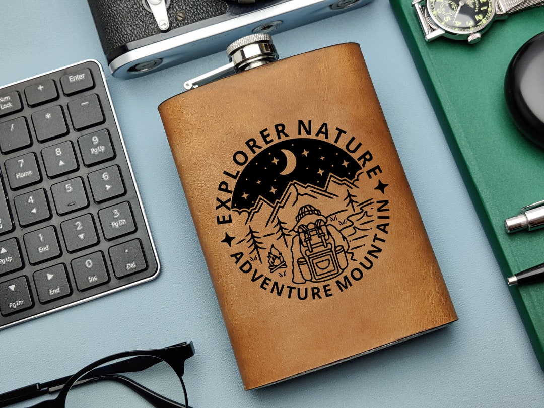 Nature Explorer Adventure Mountain Gift Forest Hip Flask Decor Wood ...
