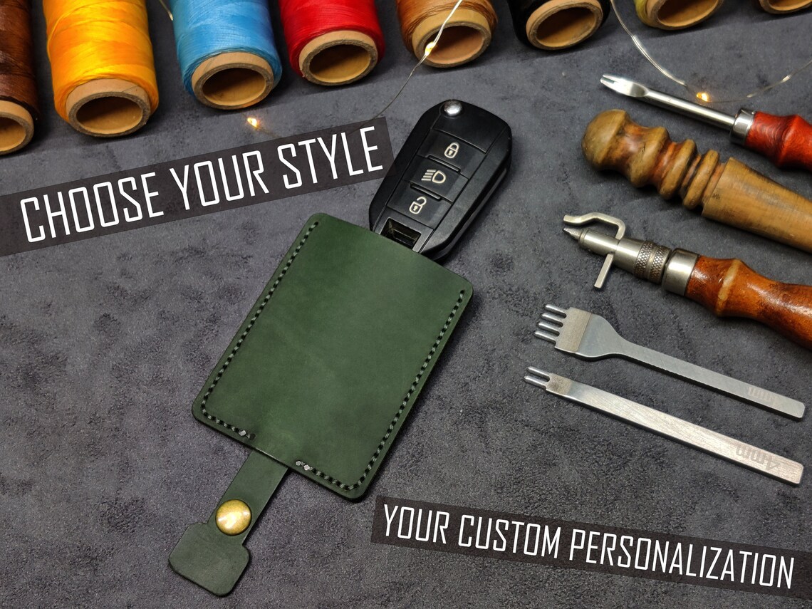 Leather Car Key Case, Leather Key Holder, Leather Key Pouch, Key ...