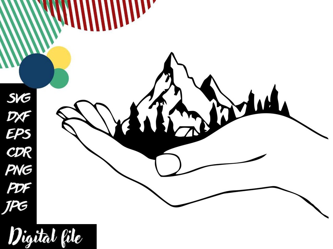 Mountains in Hand Silhouette Mountain Vector Cutting Adventure - Etsy
