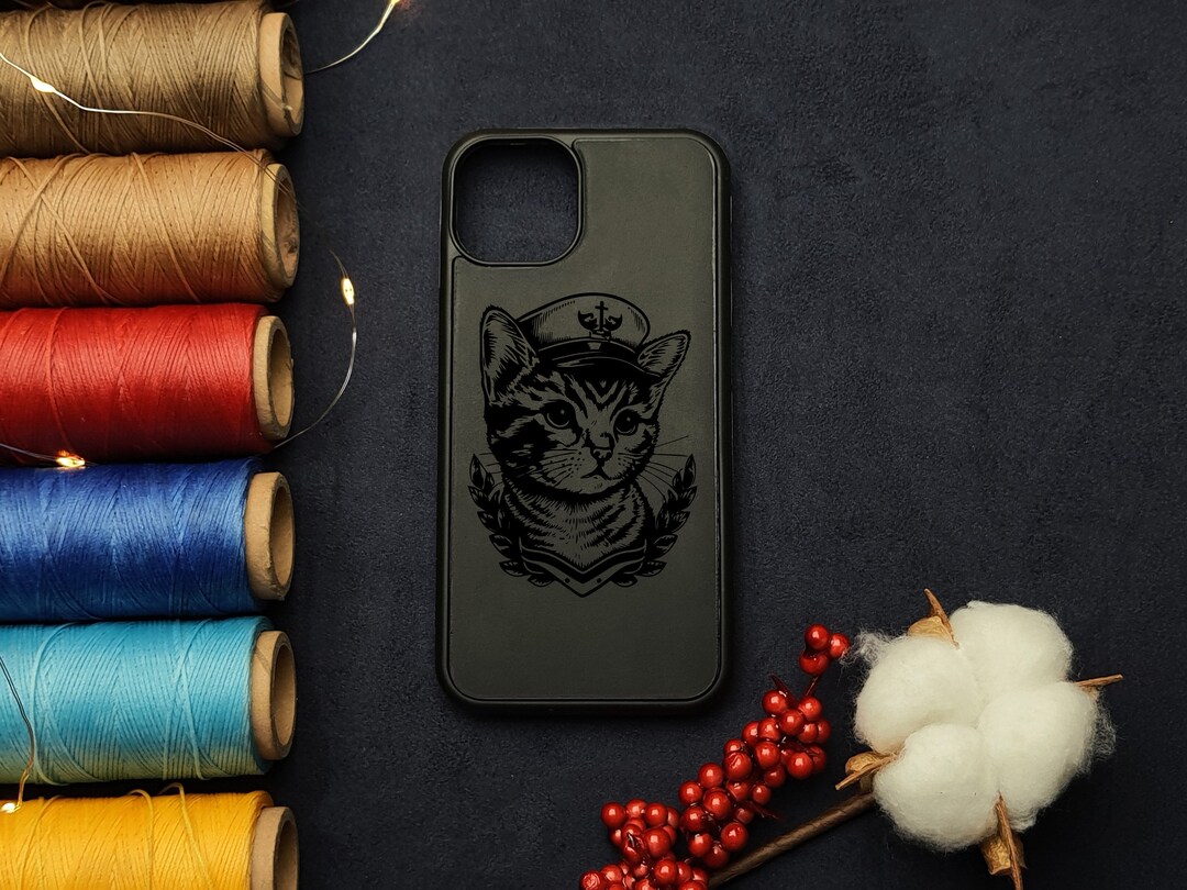 Nautical Cat Gift, Cat Groom, Cat in Cap Gift, Cat Design, Leather ...