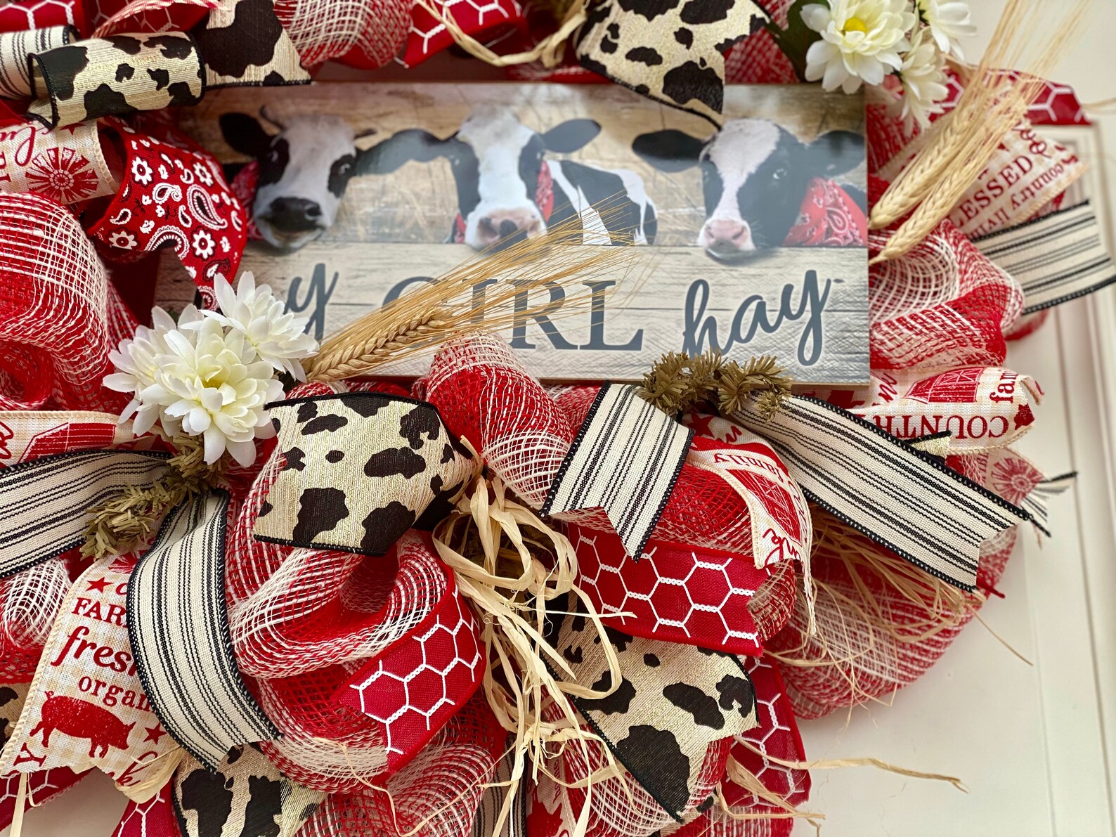 Cow Wreath for Front Door Farmhouse Wreaths Rustic Wreath - Etsy