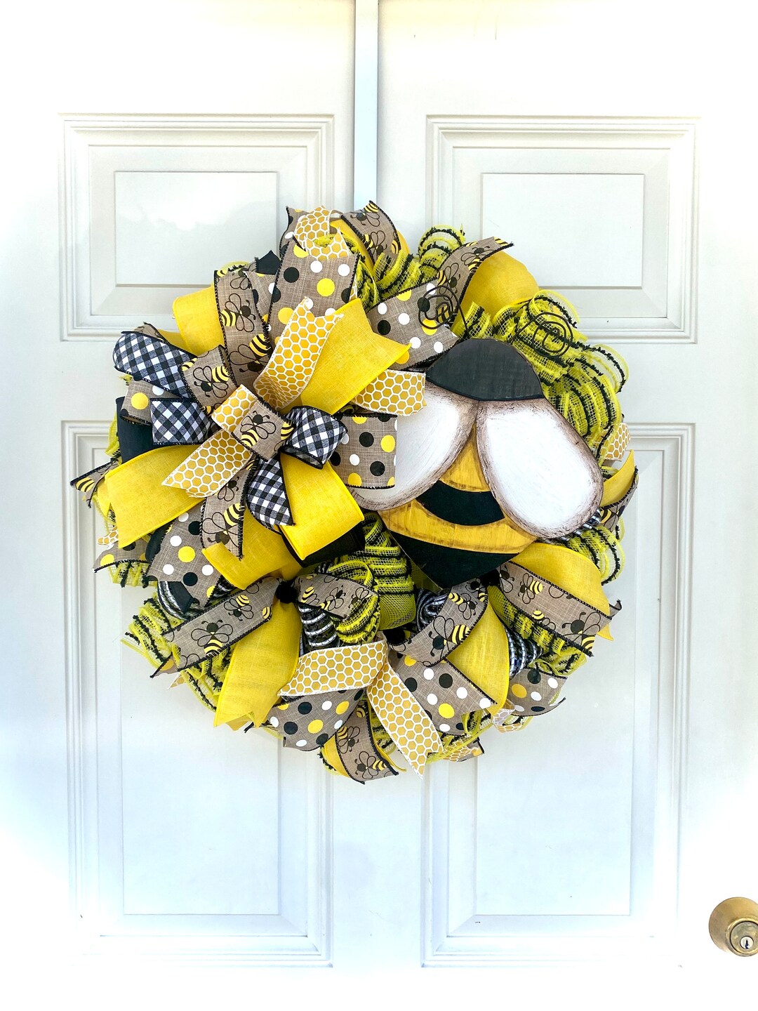 Summer Wreath With Bee for Front Door, Bee Wreath for Spring, Summer ...
