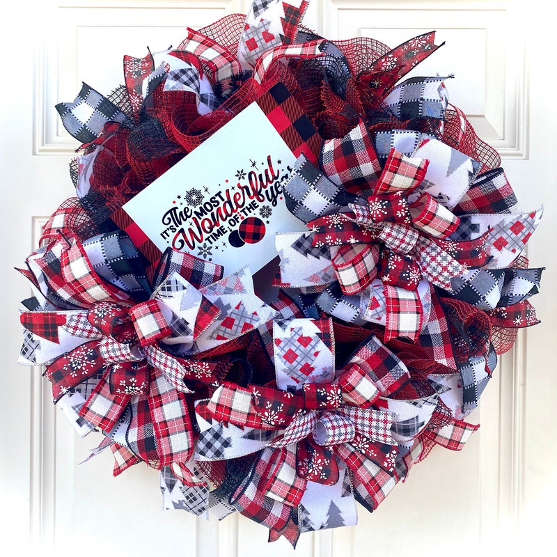 Red Buffalo Plaid Wreath Etsy
