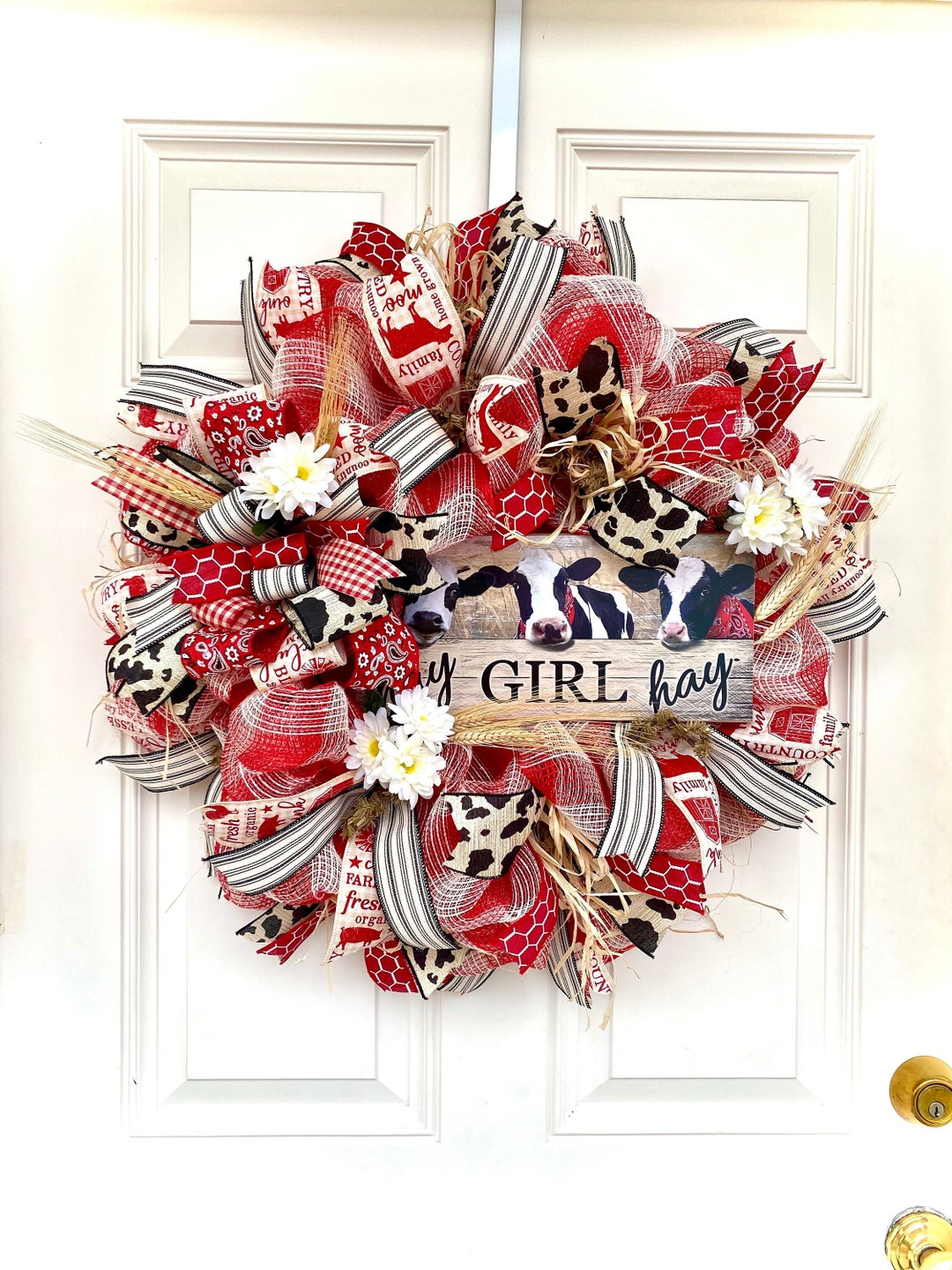 Cow Wreath for Front Door Farmhouse Wreaths Rustic Wreath - Etsy