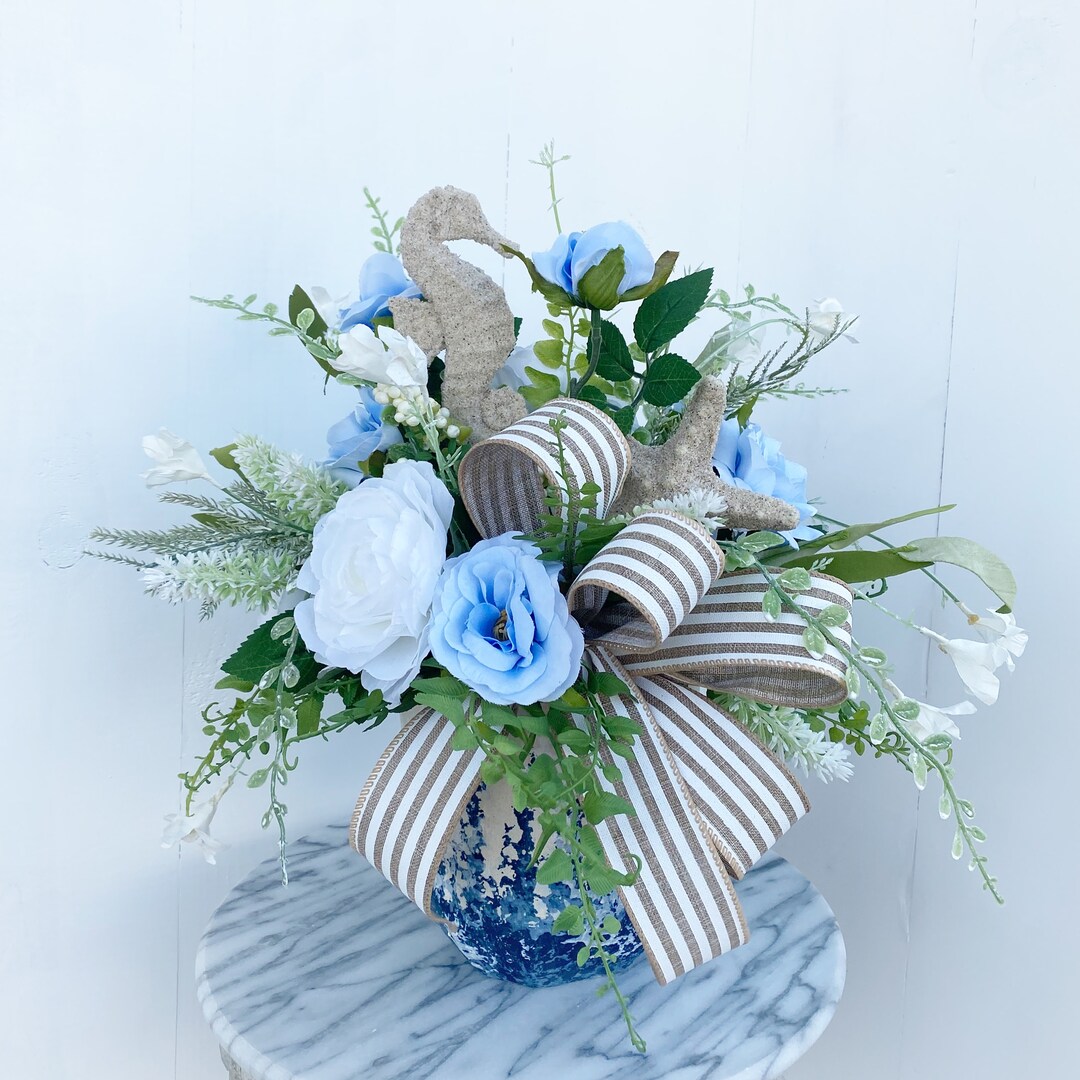 Beach Floral Arrangement for Table Top, Costal Floral Decor, Coastal ...