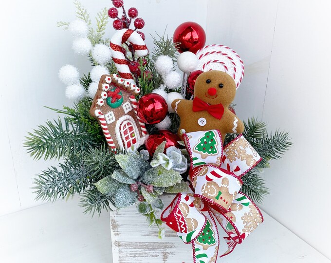 Gingerbread Christmas Arrangement for Table Top, Gingerbread ...