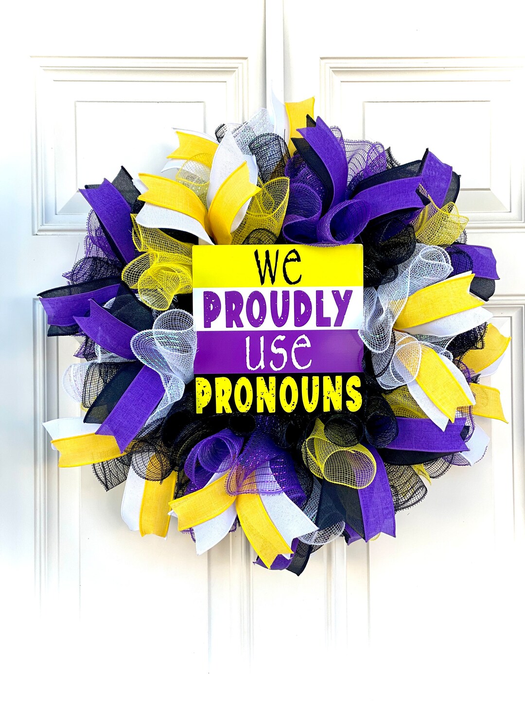 Pronoun Flag Pride Wreath: LGBTQ+ Rainbow Decor - Etsy