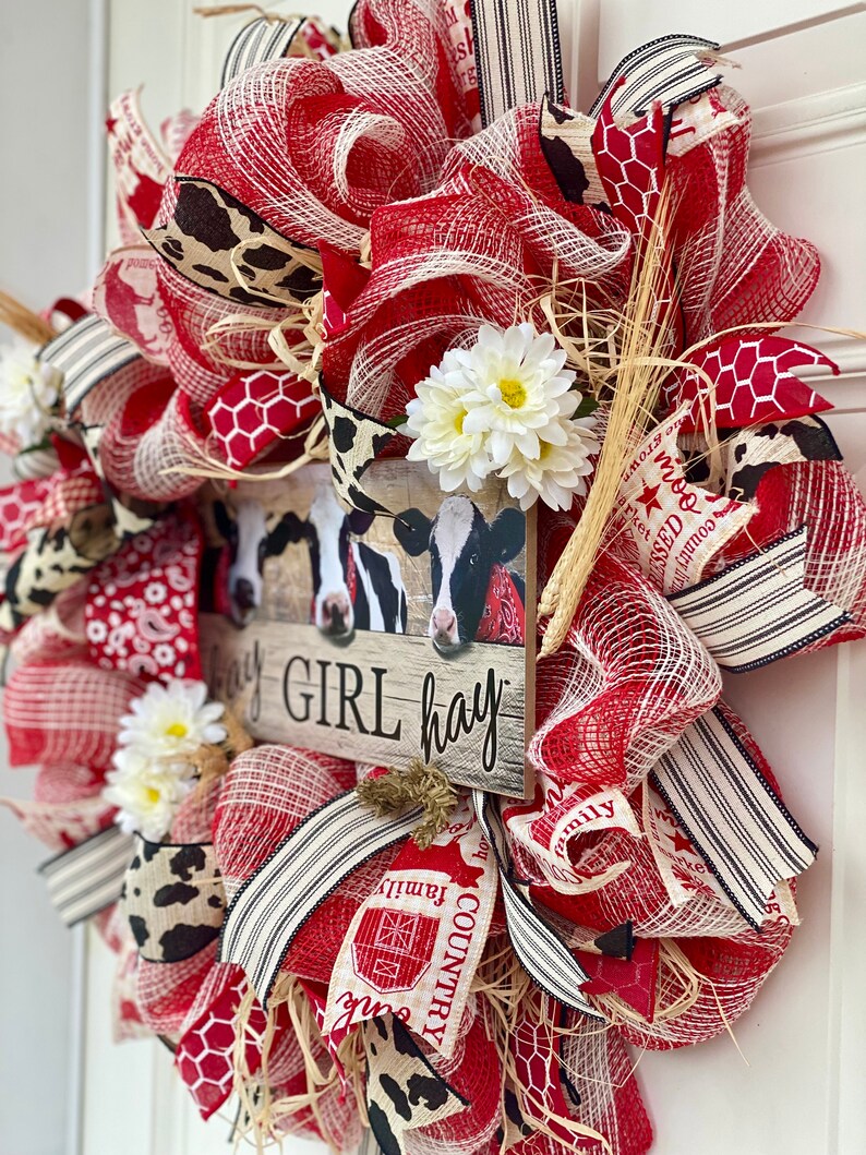 Cow Wreath for Front Door Farmhouse Wreaths Rustic Wreath - Etsy