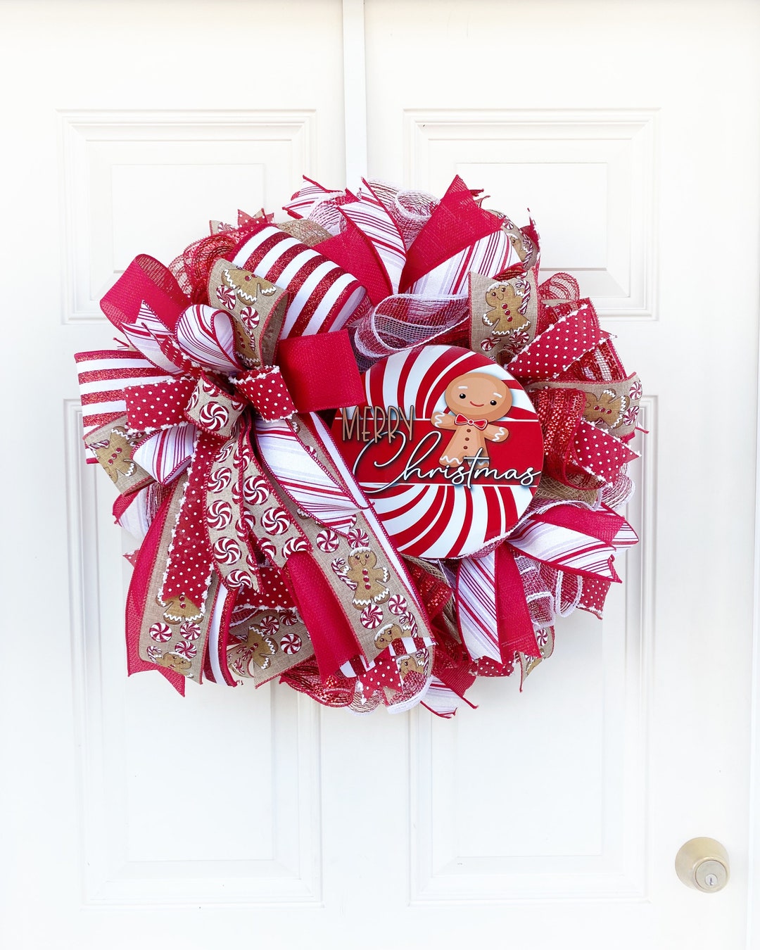 Corona de Navidad de pan de jengibre para la puerta principal, corona ...