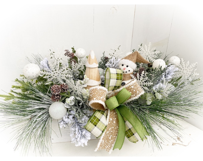 Snowman Winter Centerpiece for Table Decor, Winter Centerpiece With ...