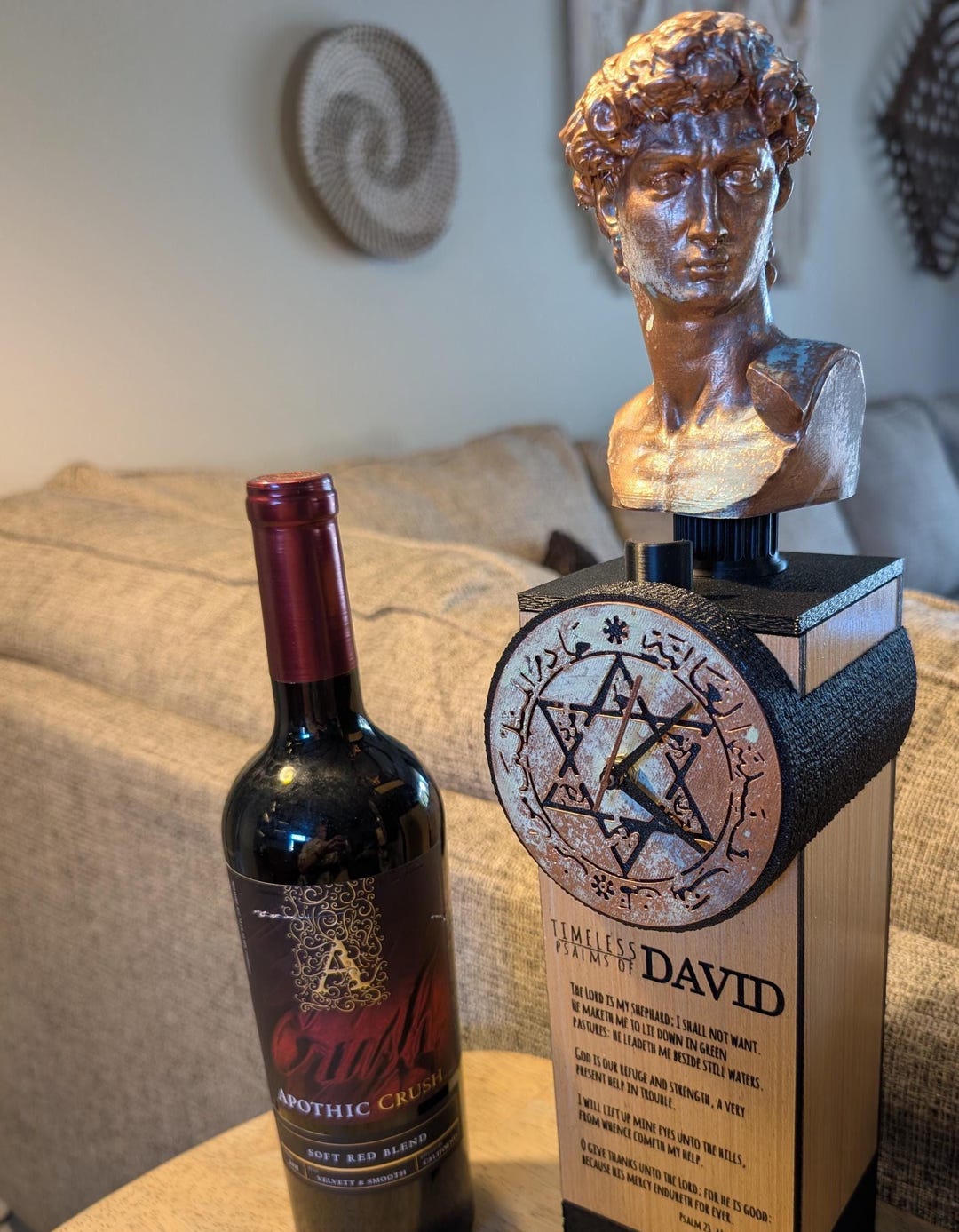 King David Desk Clock With Lighted Bust- Unique Gift - Etsy