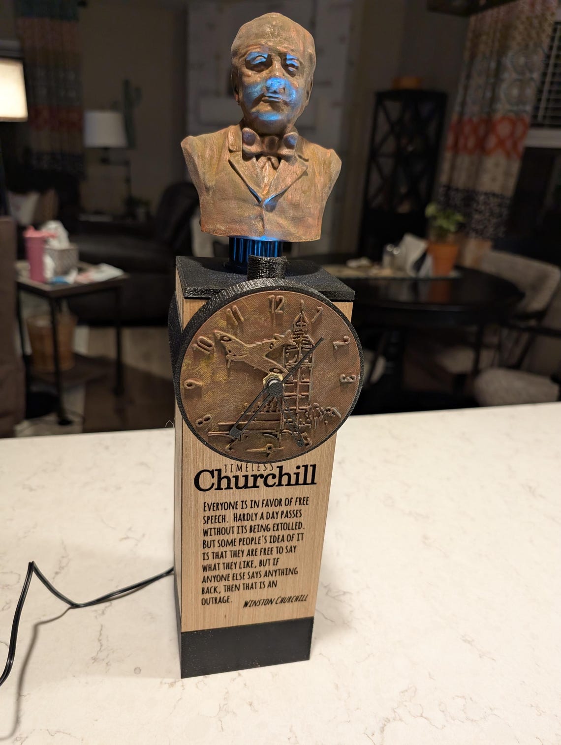 Winston Churchill Desk Clock With Lighted Bust- Unique Gift - Etsy