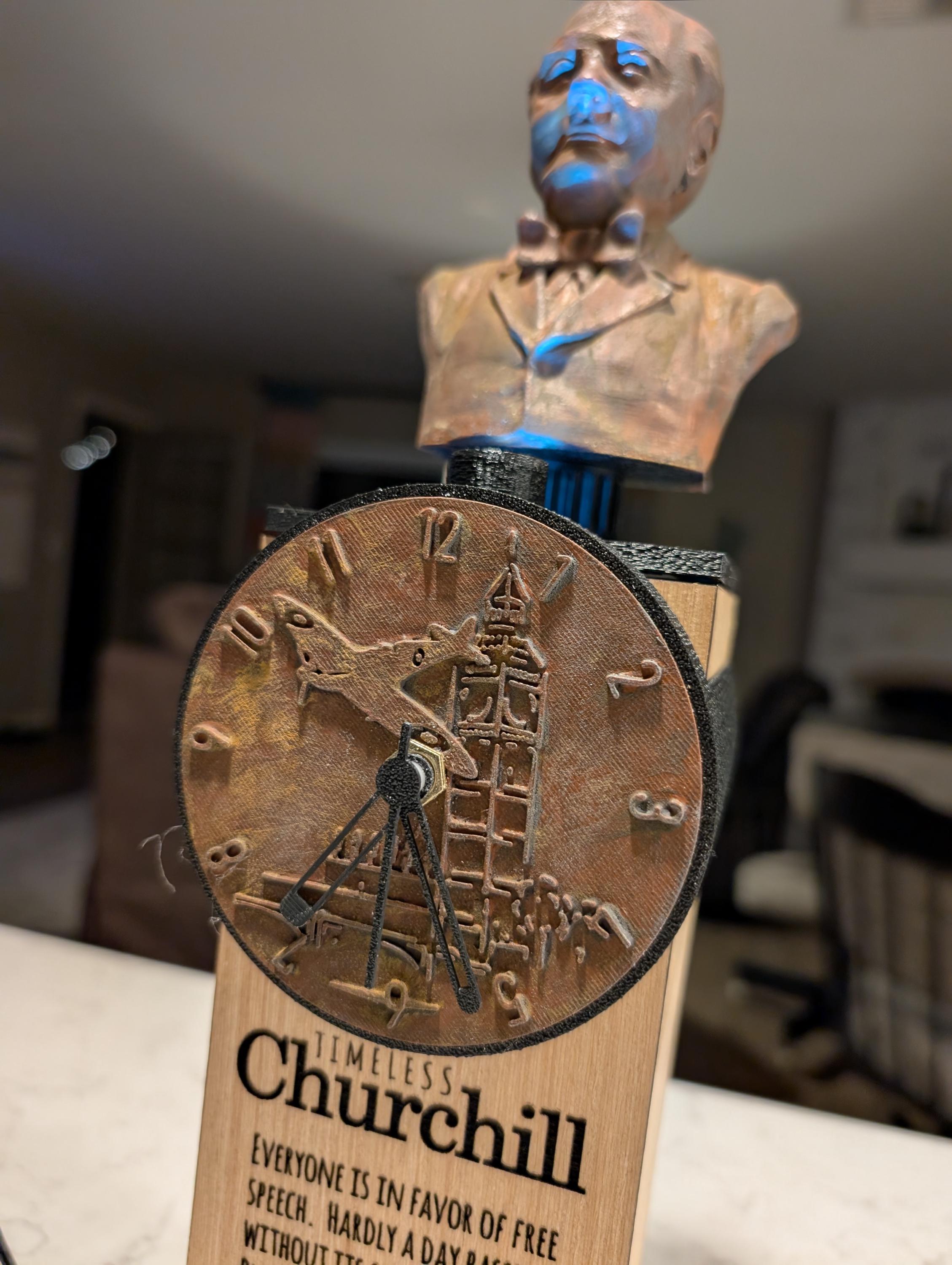 Winston Churchill Desk Clock With Lighted Bust- Unique Gift - Etsy
