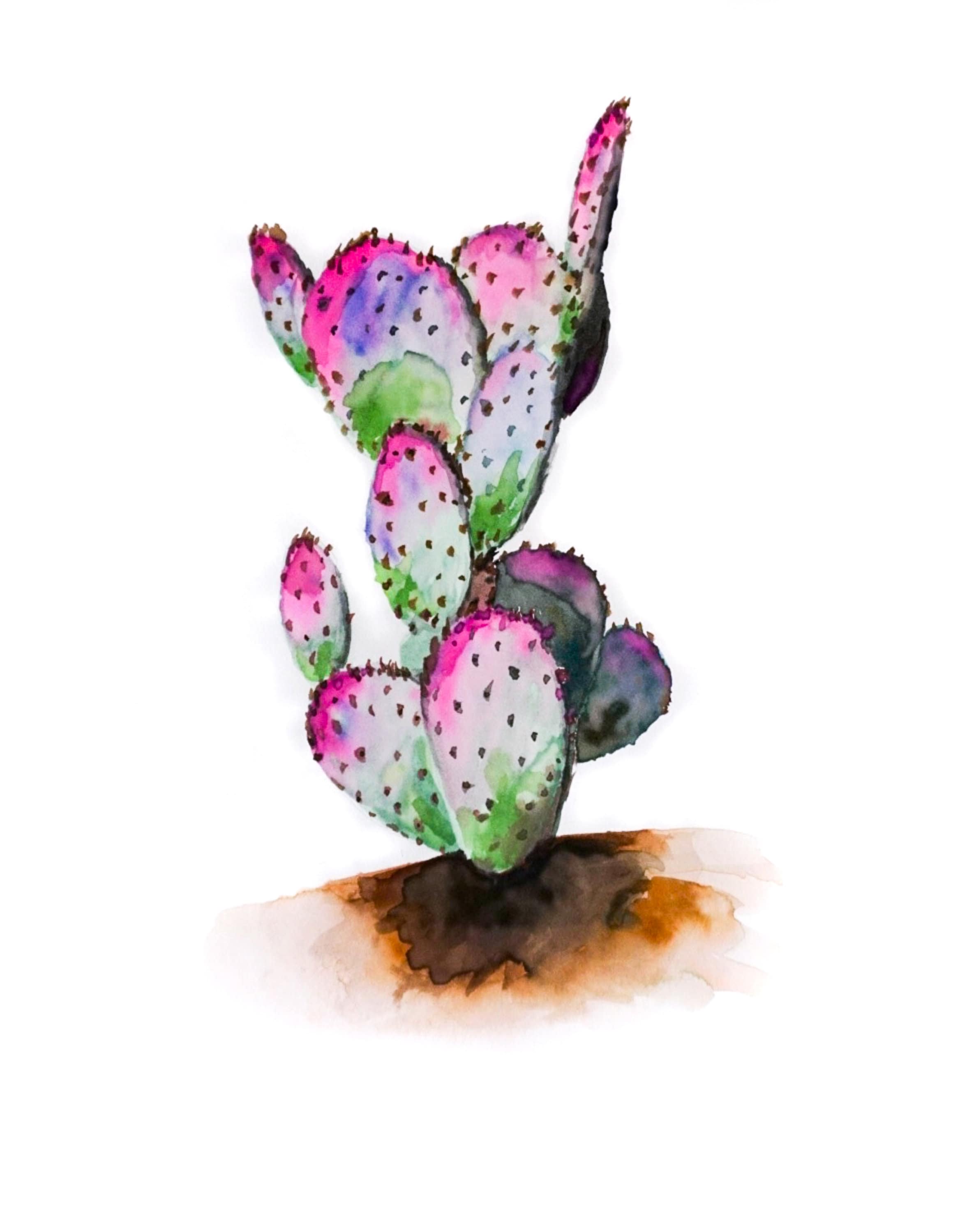 Purple Prickly Pear Cactus Art Print, Digital Art Print, Cactus ...