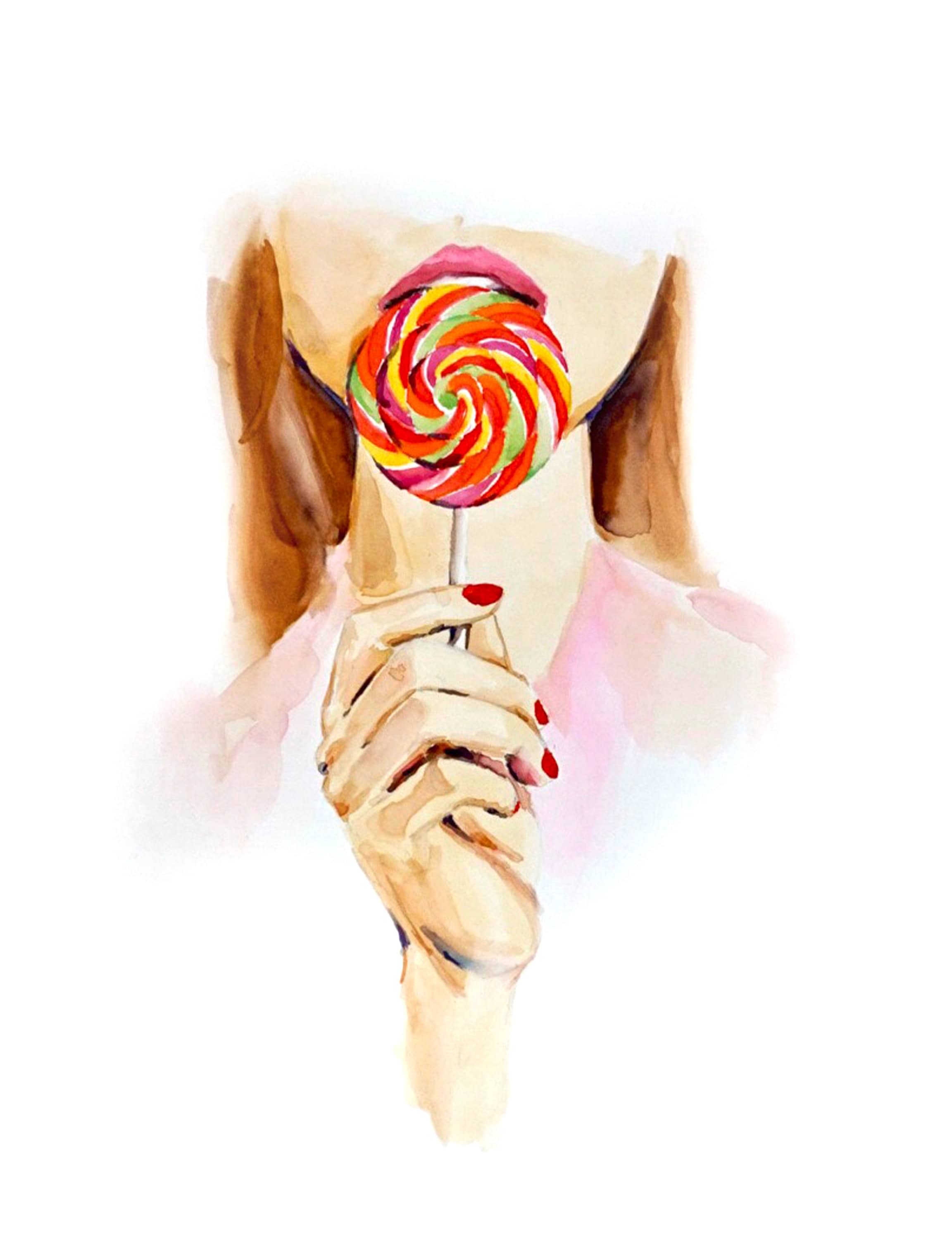 Candy Watercolor Art Print, Lollipop Art, Candy Girl, Digital Art, Wall ...