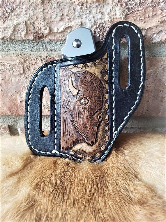 Leather Tooled Buffalo Knife Sheath - Etsy