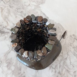Naturel Stone Pen Holder Coated With Resin and Metal Note Holder Pegs ...