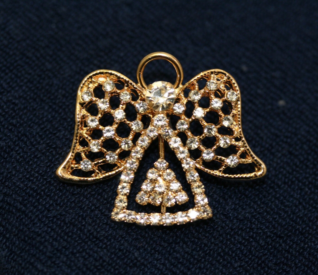 Vintage Rhinestone Angel Pin Brooch, Heavenly Angel Pin, Christmas ...