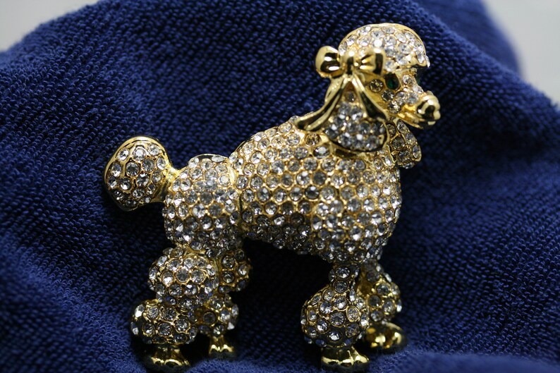 Rhinestone Crystal Poodle-dog-puppy Pin Brooch - Etsy