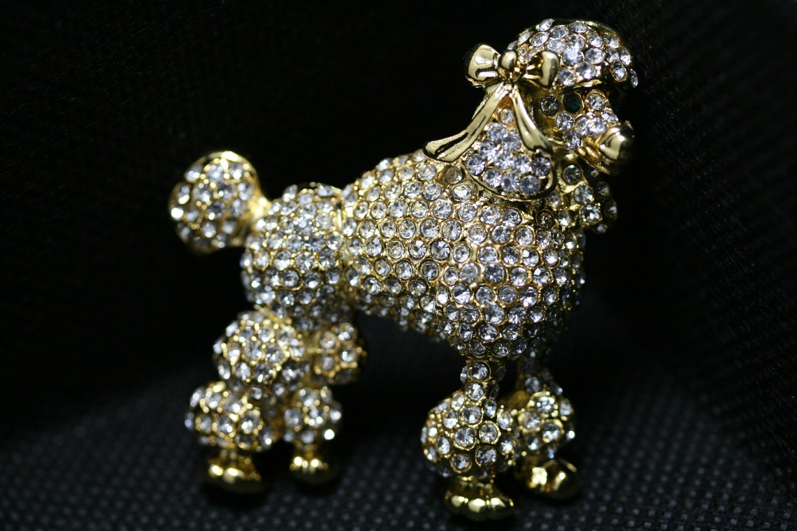 Rhinestone Crystal Poodle-dog-puppy Pin Brooch - Etsy